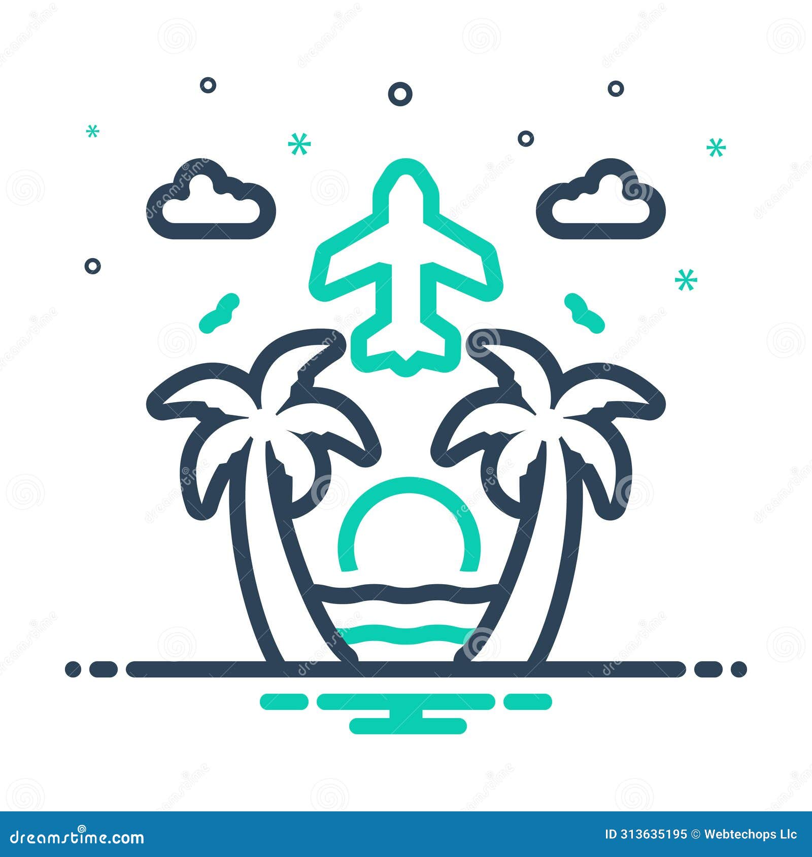 Mix Icon for Travel, Flight and Area Stock Vector - Illustration of ...