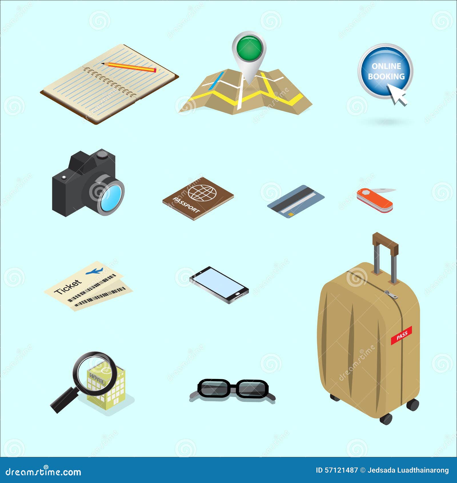 Travel Icon Isometric Concept Design Stock Vector - Illustration of ...