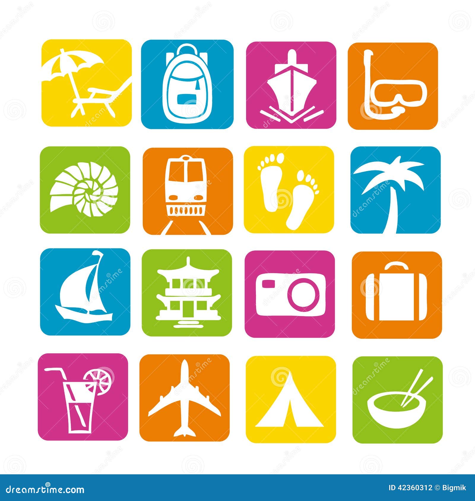 Travel icon set stock vector. Illustration of palm, expedition - 42360312