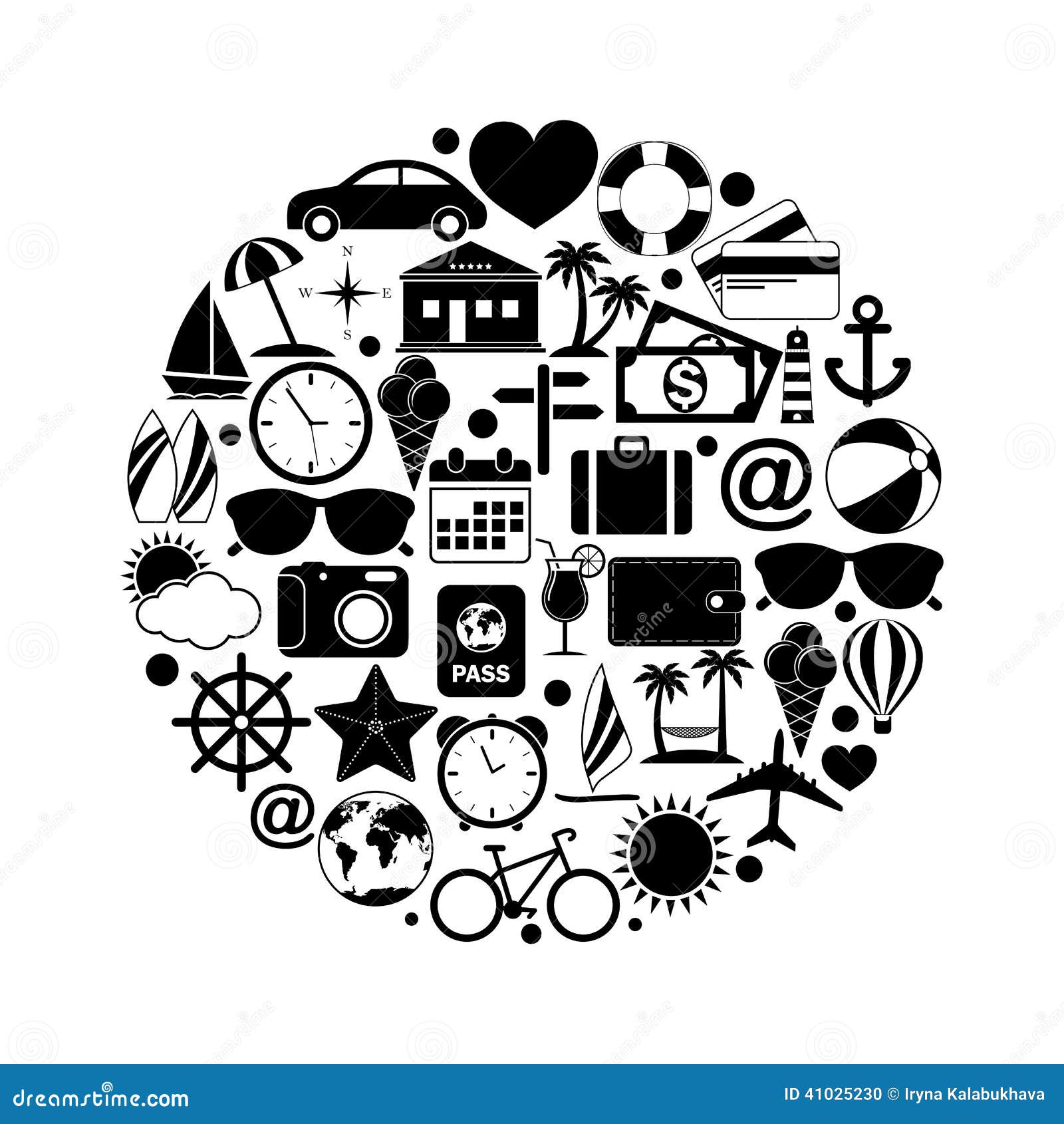 Travel Icons In Circle Vector Illustration | CartoonDealer.com #41025230
