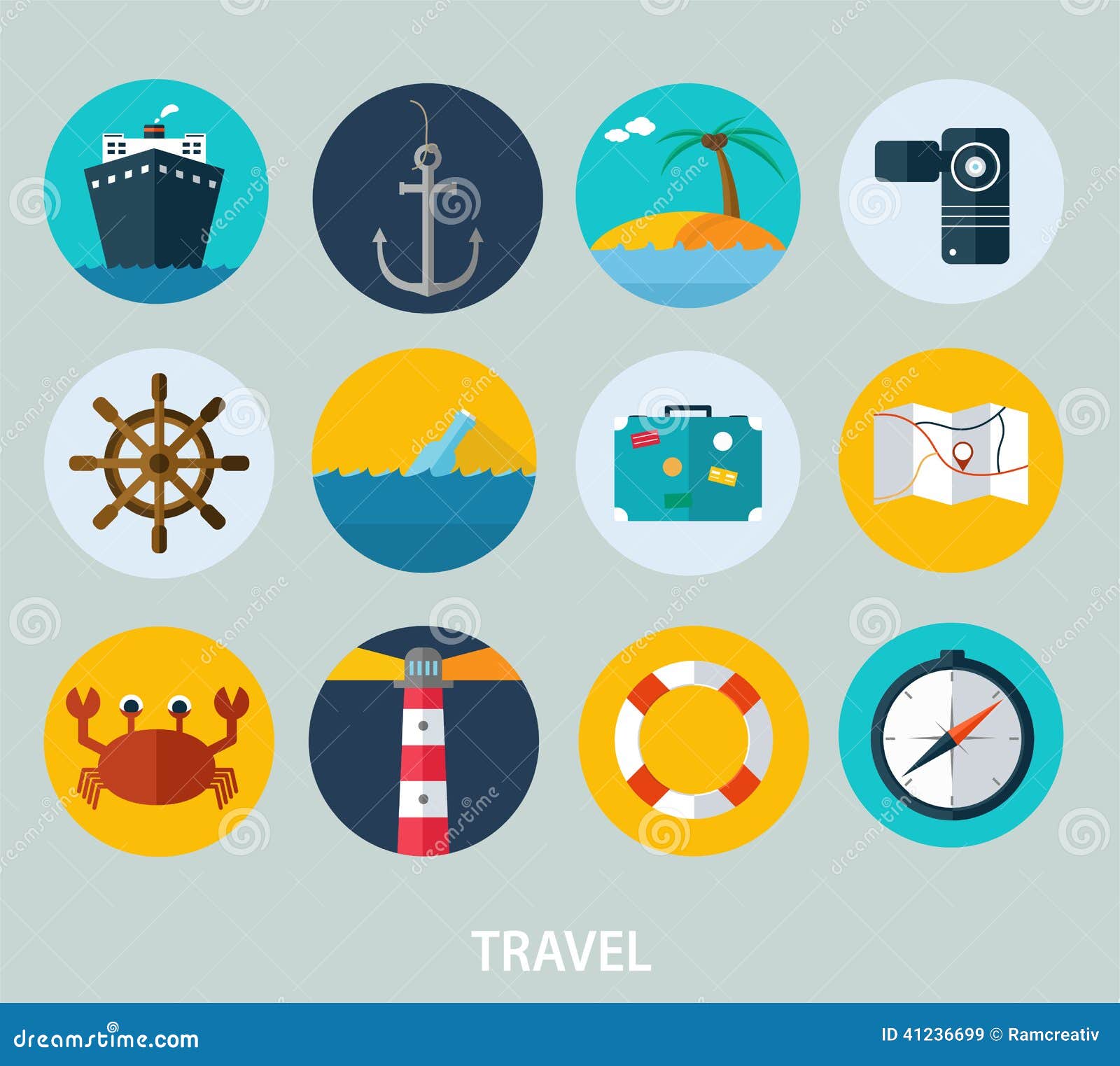Travel Icons, Flat Design of Icons for Web and Mobile Stock Vector ...