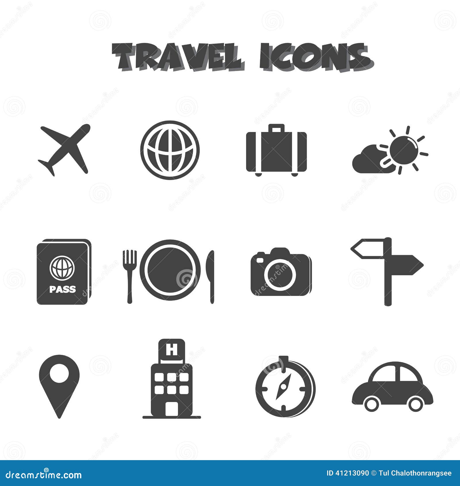 Travel icons stock vector. Illustration of silhouette - 41213090