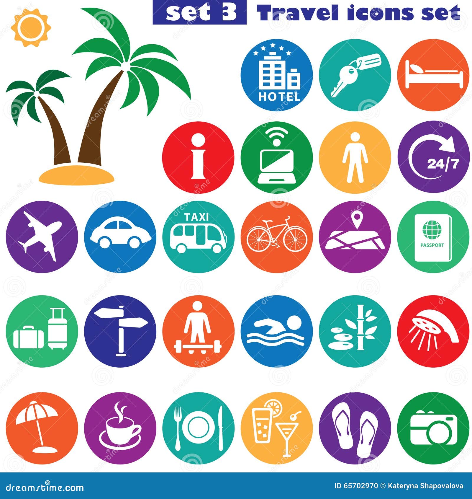 Travel icons set (color) stock vector. Illustration of sign - 65702970