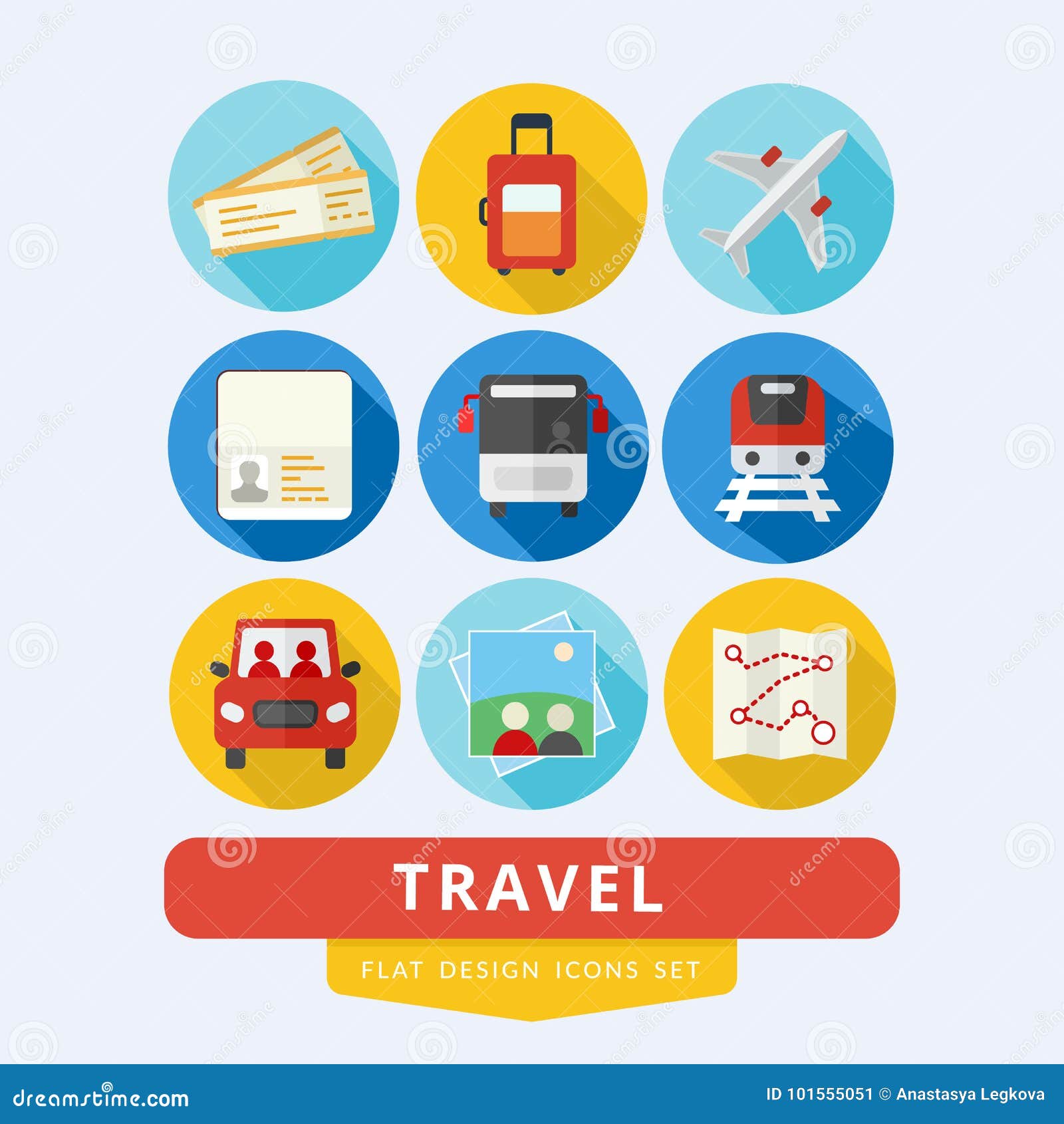 Travel Icons Set Flat Design Vector Illustration Stock Vector ...