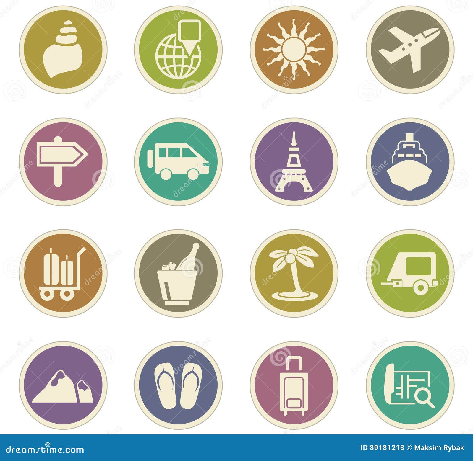 Travel icons set stock illustration. Illustration of island - 89181218