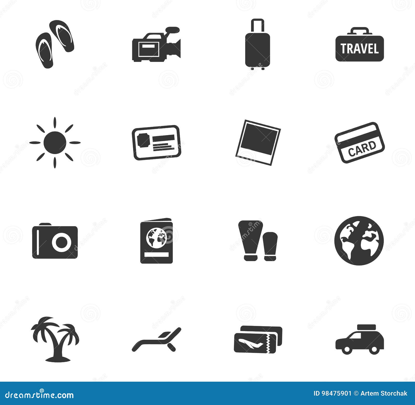 Travel icons set stock vector. Illustration of rest, travel - 98475901