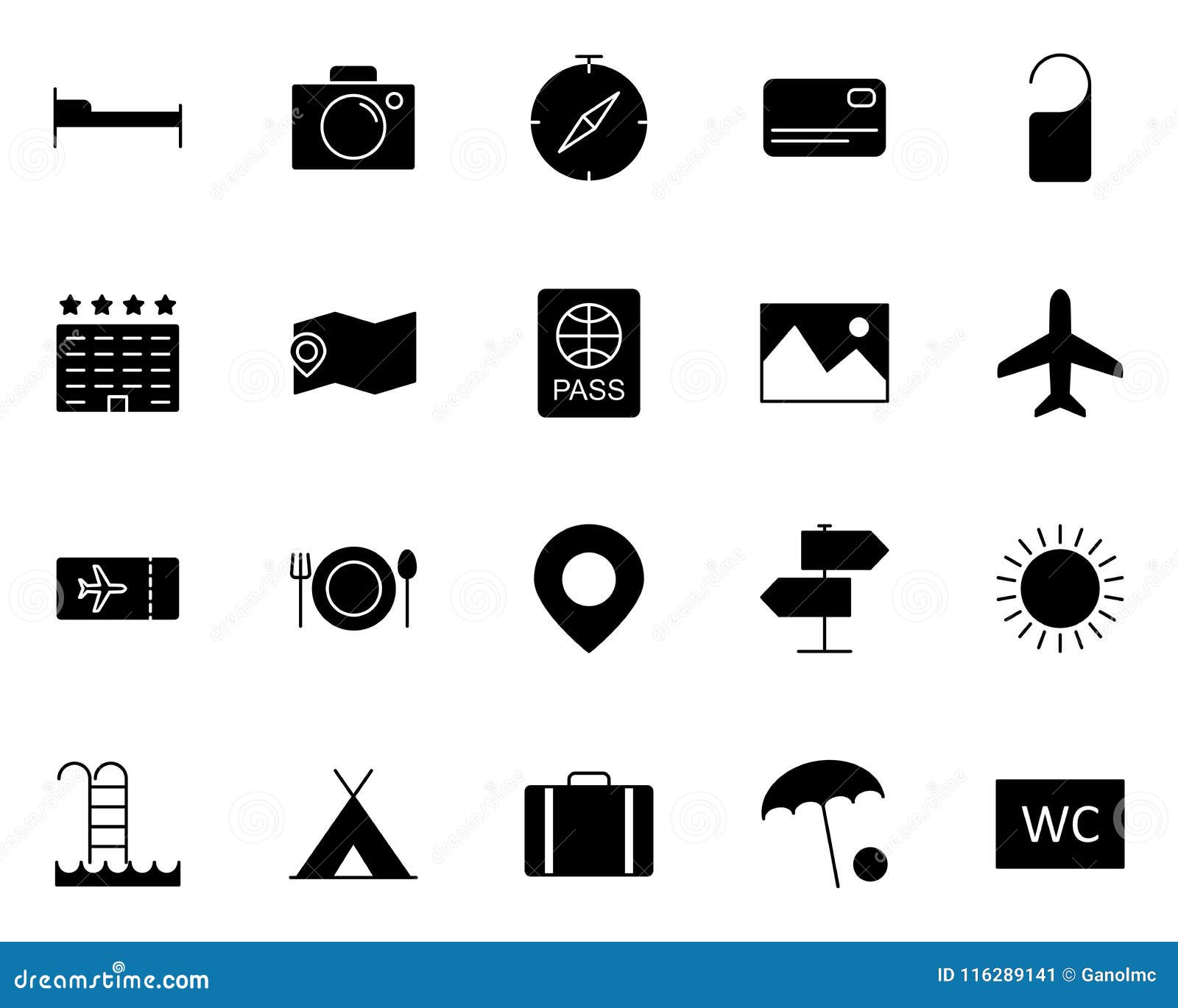 Travel Icons Set. Vector Simple Minimal 96x96 Pictogram Stock Vector ...