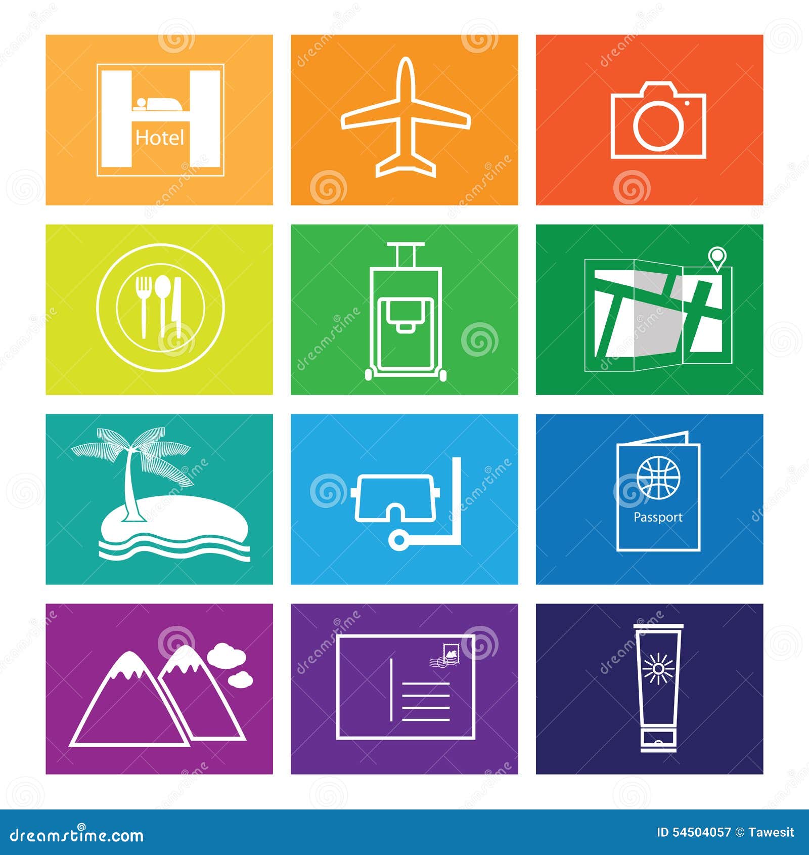 Travel Icons Set Windows Flat Line Stock Vector - Illustration of ...