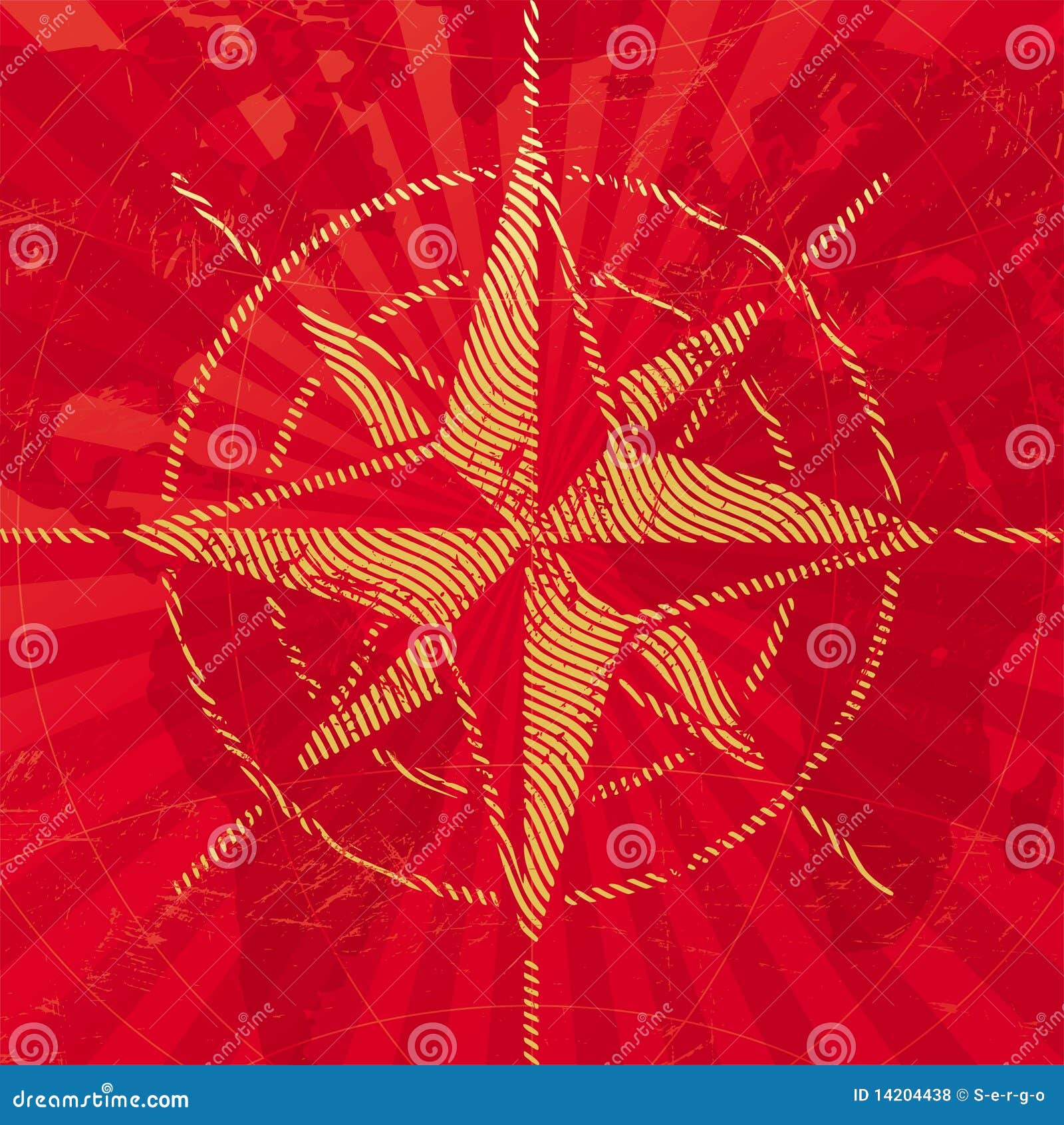 Travel Illustration with Compass Rose and Map Stock Illustration ...