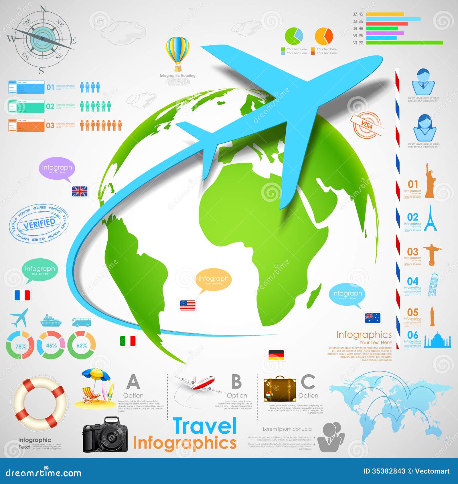 Travel Infographic Set With Charts Cartoon Vector | CartoonDealer.com ...