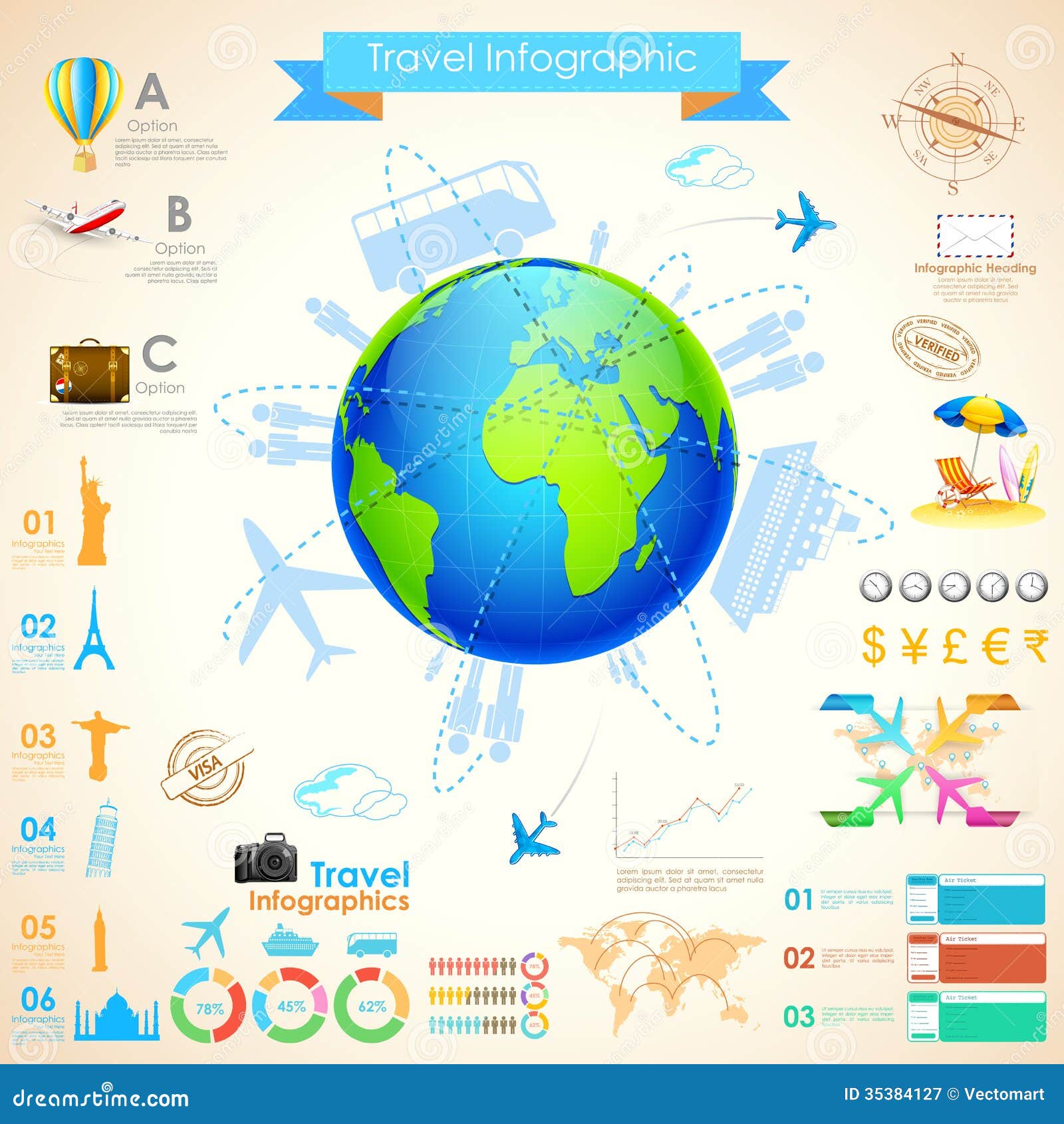 Travel Infographic Set With Charts Cartoon Vector | CartoonDealer.com ...