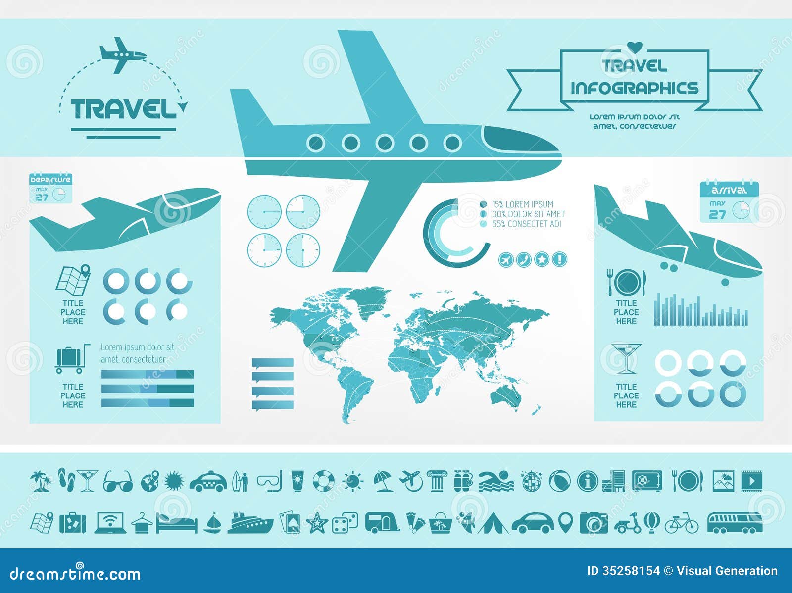 Travel Infographic Template. Stock Vector - Illustration of ribbon ...