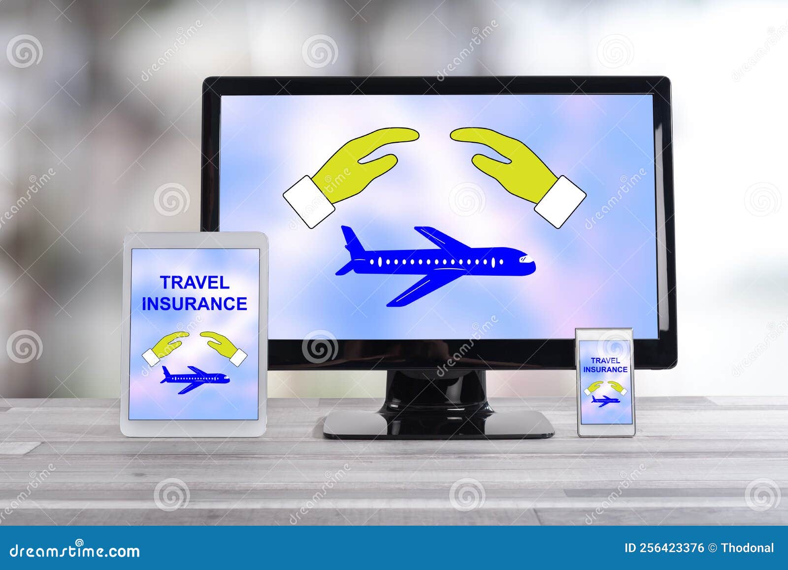 Travel Insurance Concept on Different Devices Stock Photo - Image of ...