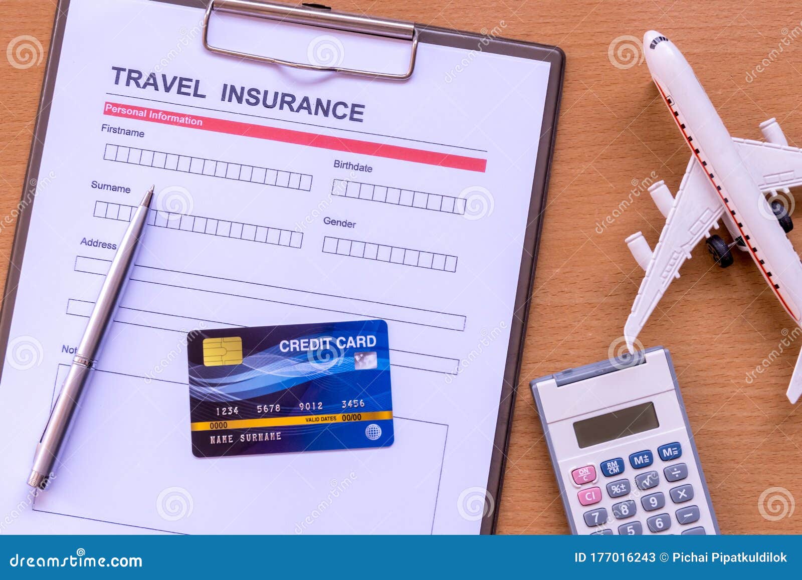 Travel Insurance Form with Model and Policy Document Stock Image ...