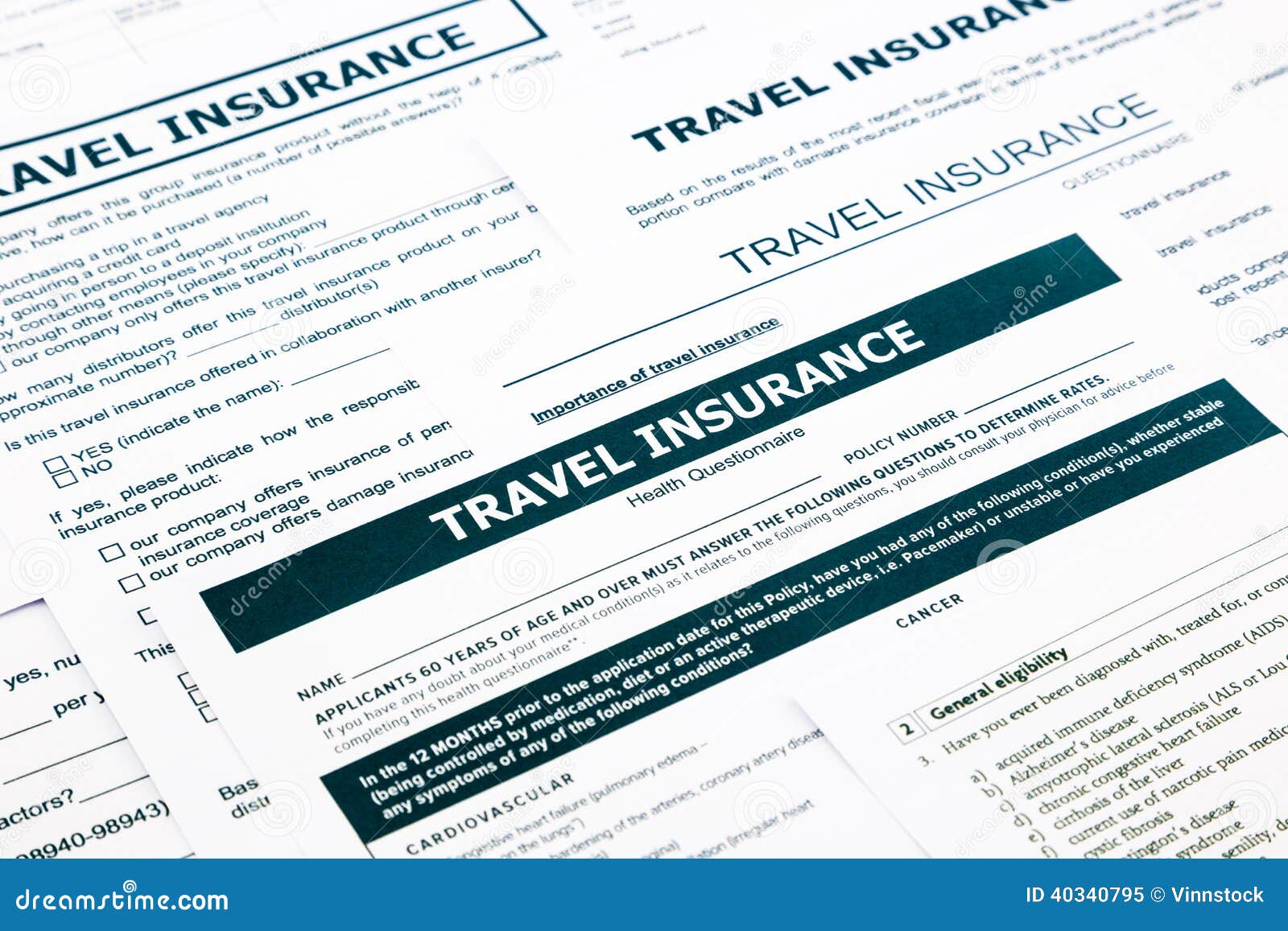 Travel insurance form stock image. Image of health, condition - 40340795