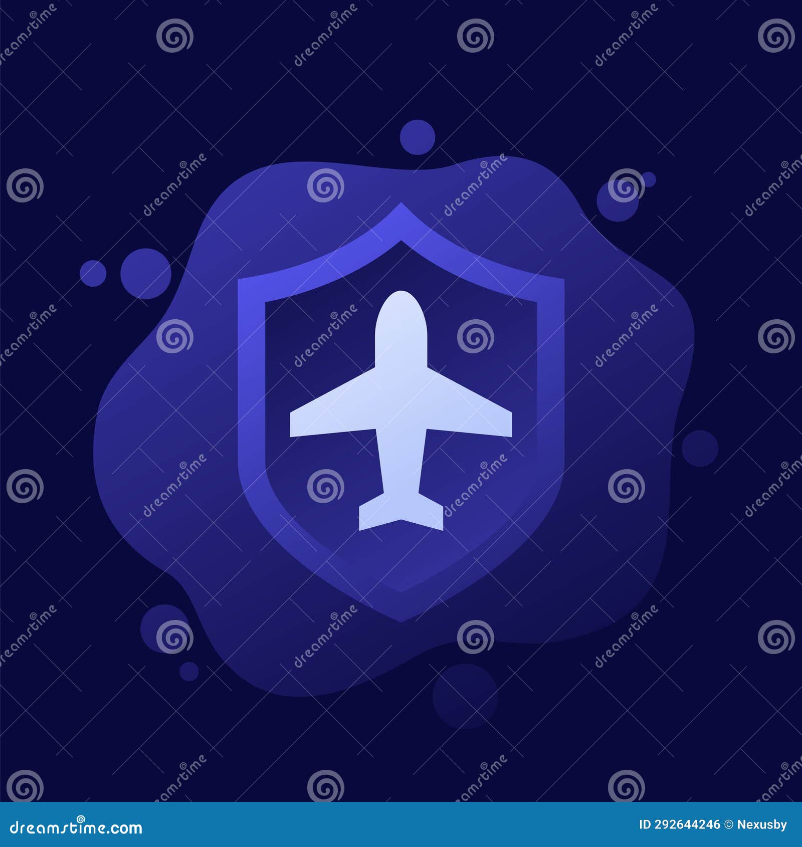 Travel Insurance Icon with Shield and Airplane Stock Illustration ...
