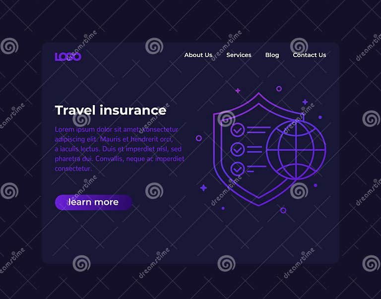 Travel Insurance, Website Design, Vector Template Stock Vector ...