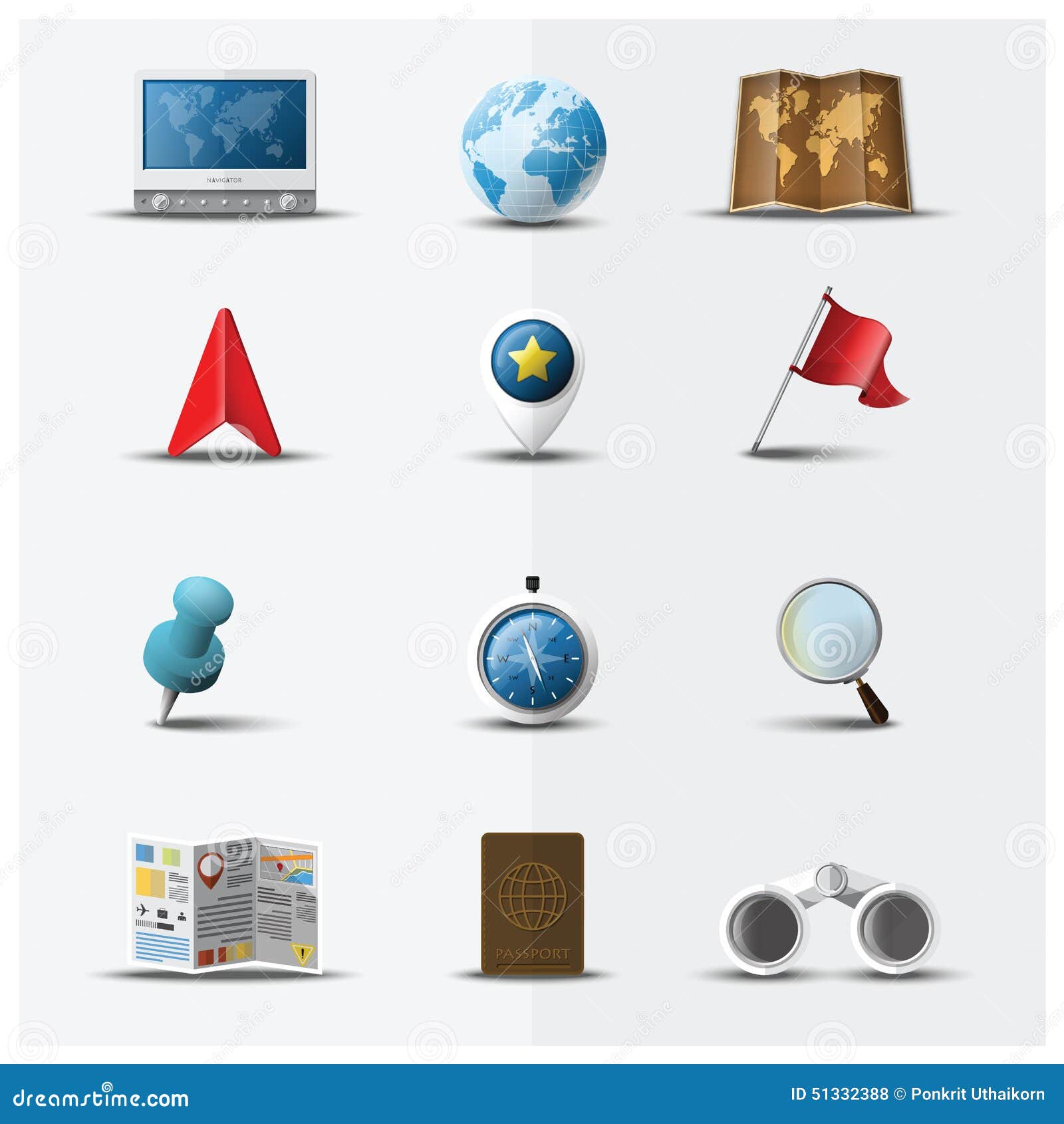 Travel and Journey Navigator Icon Set Design Stock Vector ...