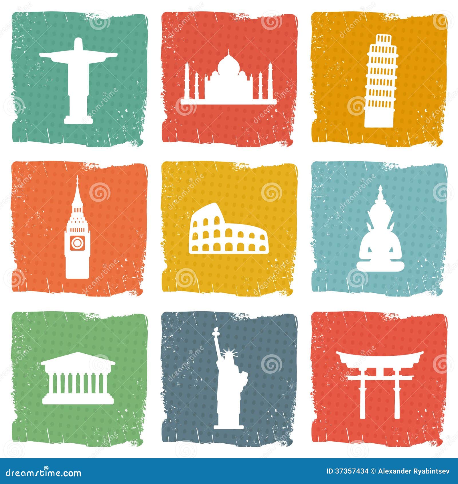 Travel landmarks icon set stock vector. Illustration of icon - 37357434