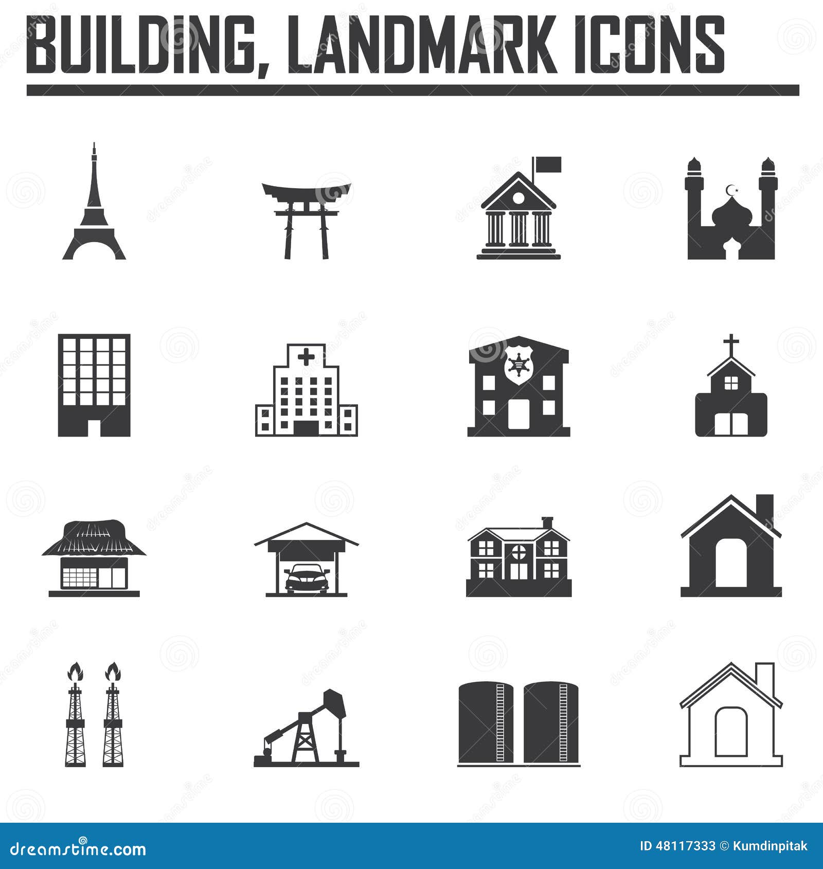 Travel Landmarks Icon Set and Building Stock Vector - Illustration of ...