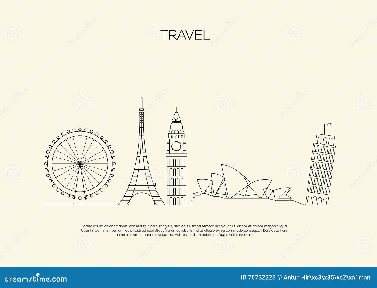Travel Line Art Style Illustration Cartoon Vector | CartoonDealer.com ...