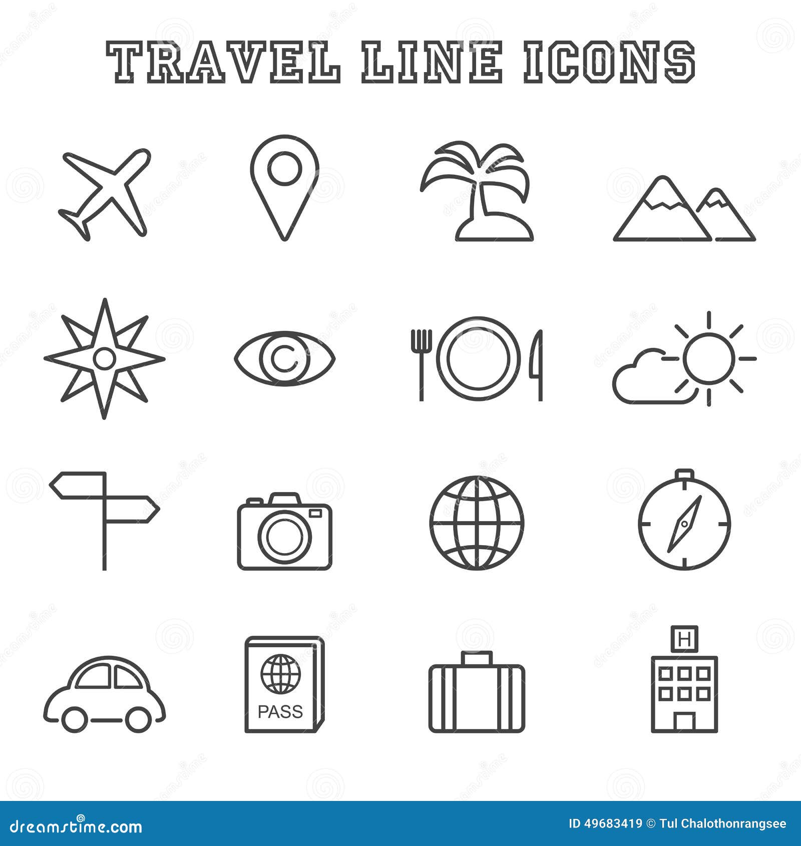 Travel line icons stock vector. Illustration of line - 49683419