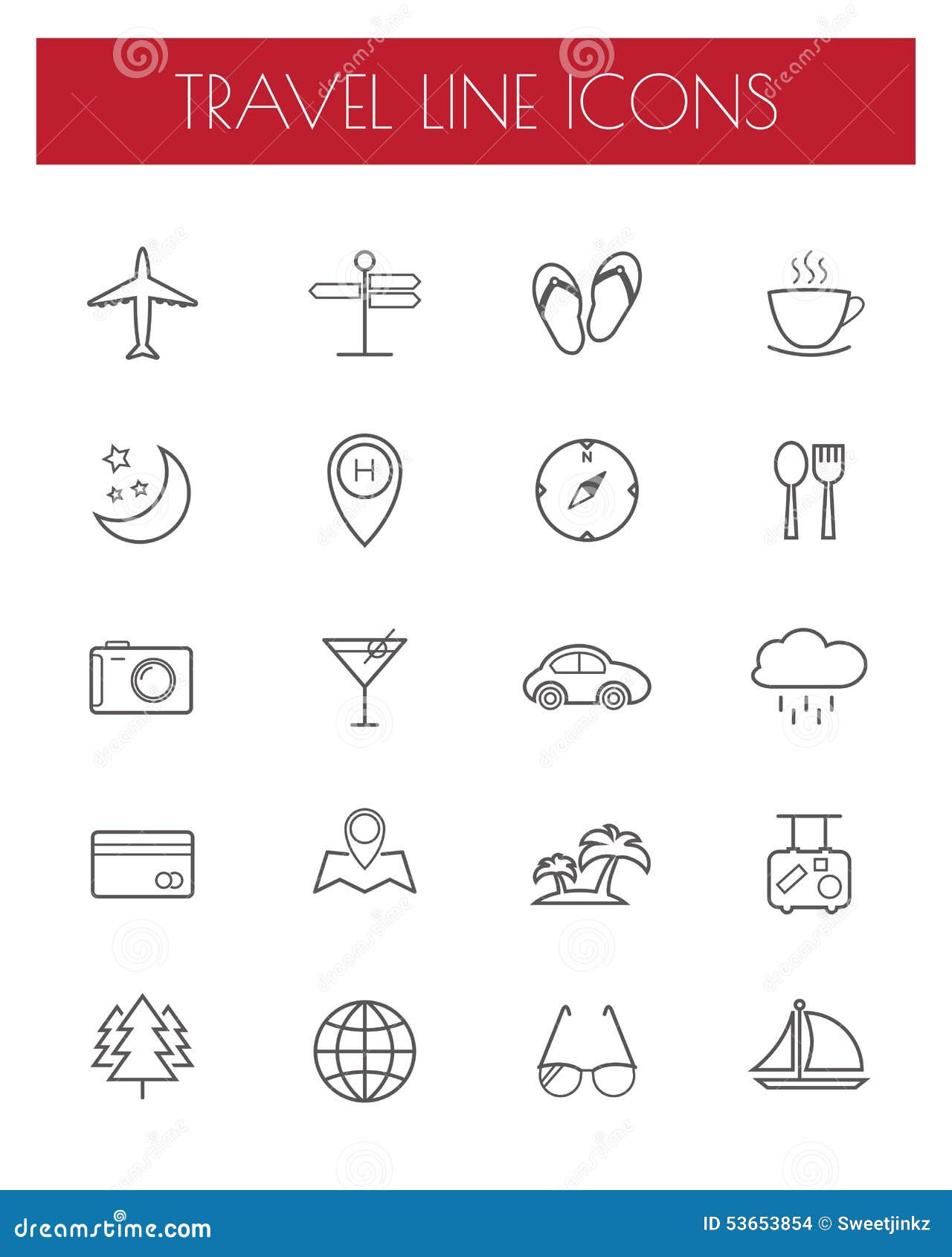 Travel line icons stock vector. Illustration of line - 53653854
