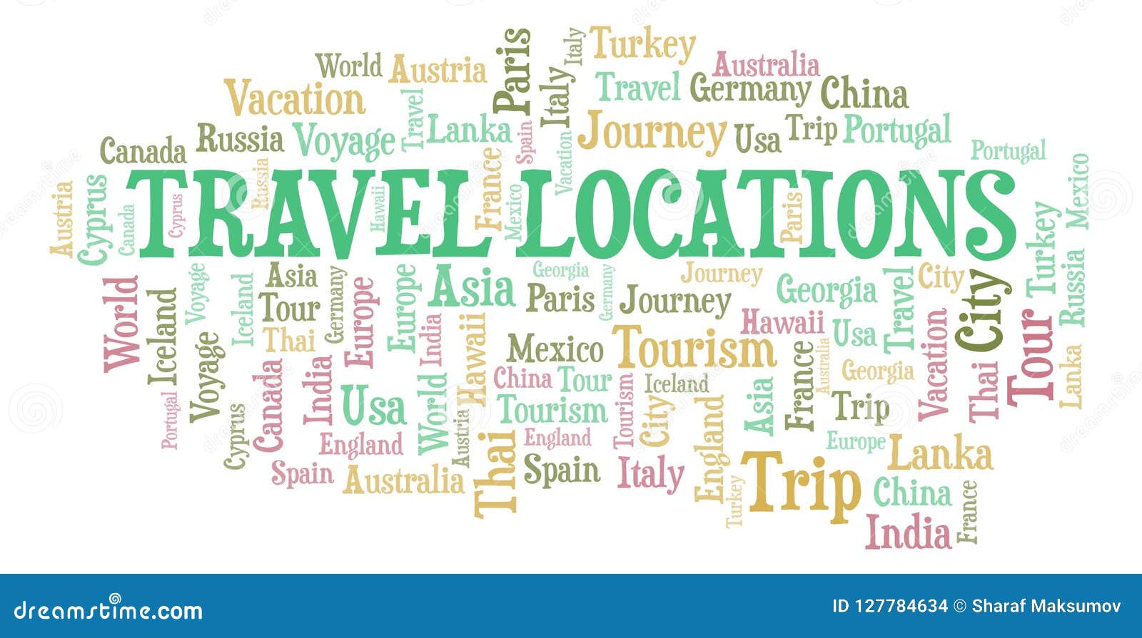 Travel Locations Word Cloud. Stock Illustration - Illustration of ...