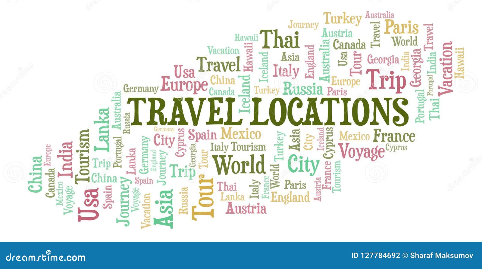 Travel Locations Word Cloud. Stock Illustration - Illustration of ...