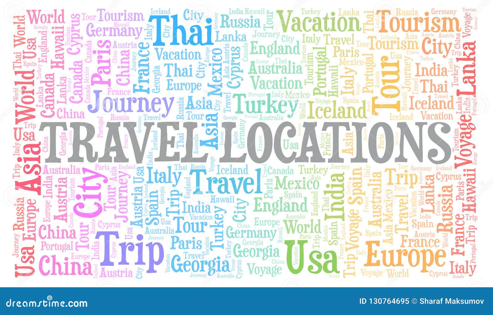 Travel Locations Word Cloud. Stock Illustration - Illustration of ...