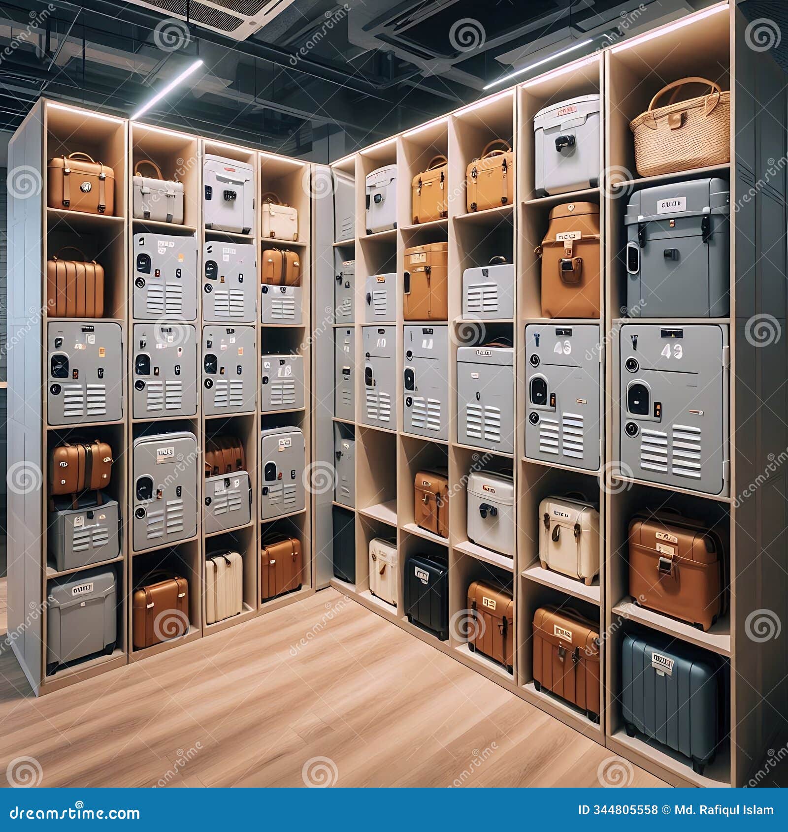 Travel Locker in a Floor Room Stock Photo - Image of luggage, travel ...