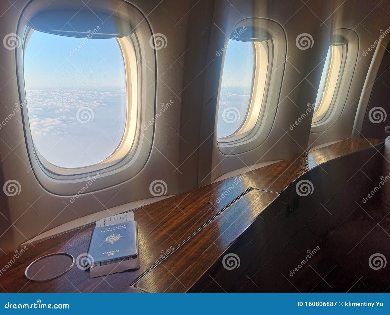 Travel Luxury First-class Sky Lodge Sun Airplane Windows Stock Image ...