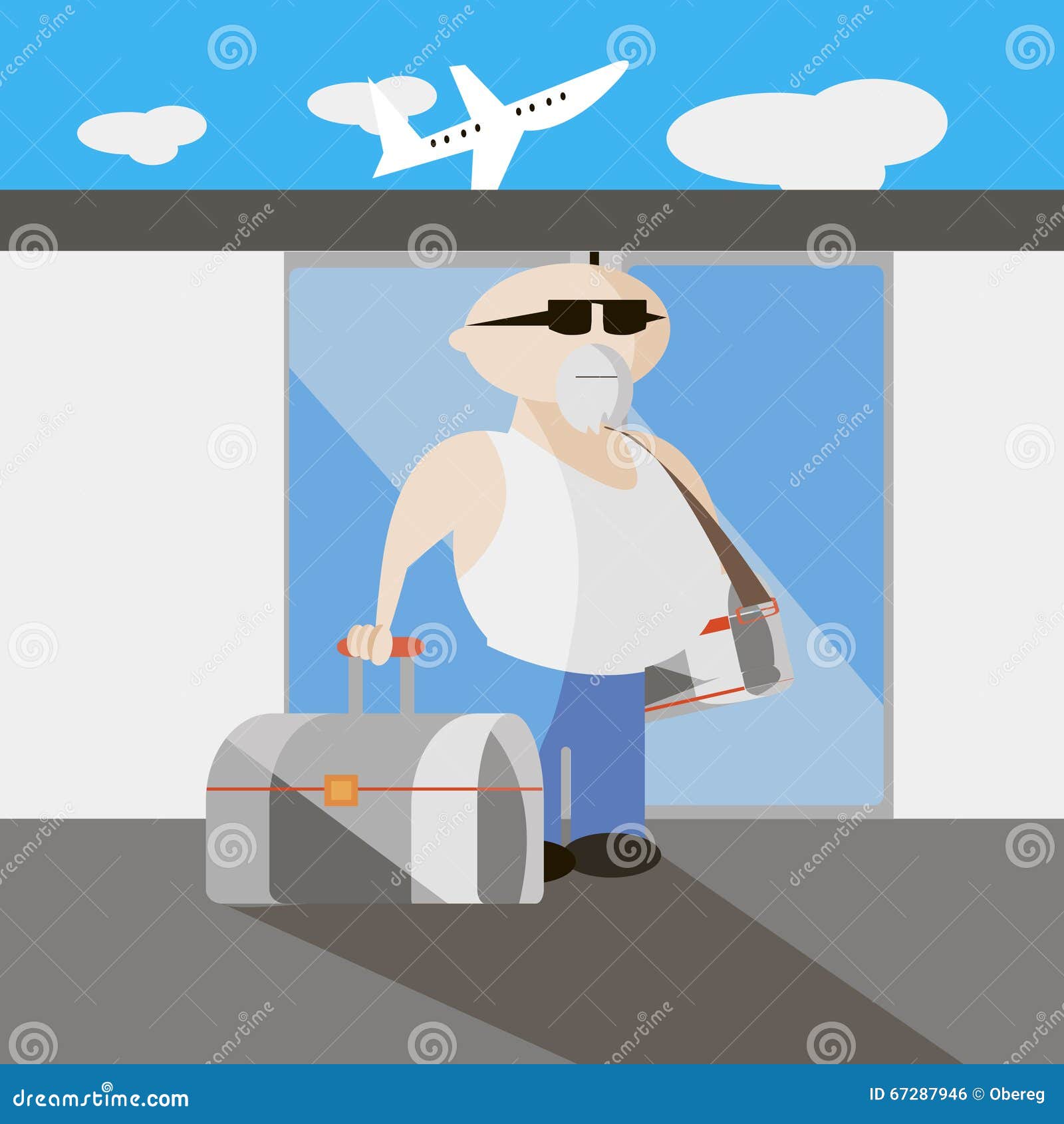 Travel Man Flat Vector Illustration. Stock Vector - Illustration of ...