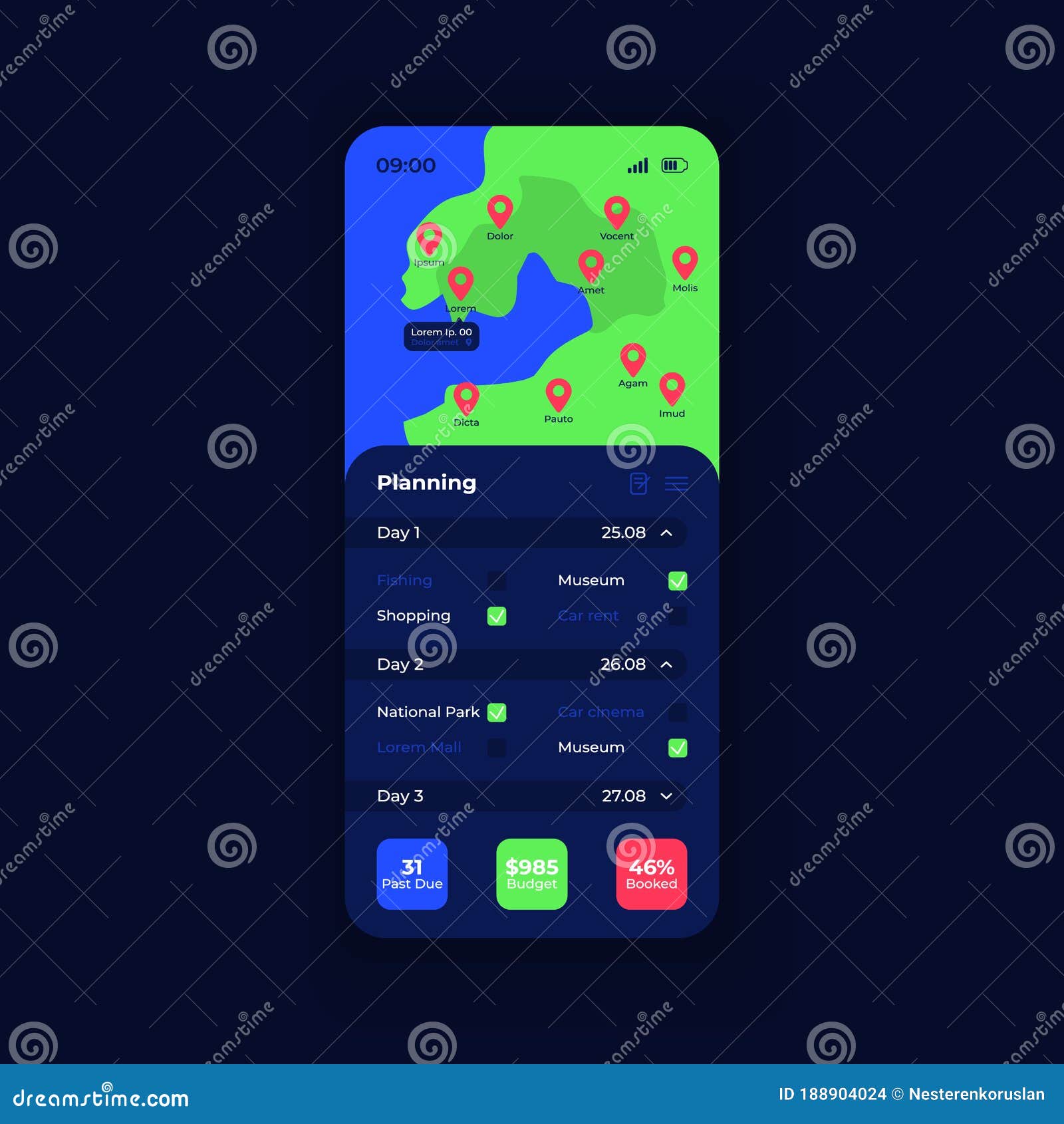 Travel Management App Smartphone Interface Vector Template Stock Vector ...