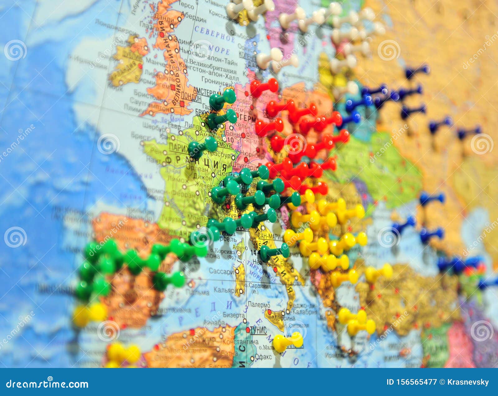 Travel Map of Europe with Colorful Pins Stock Image - Image of tourism ...