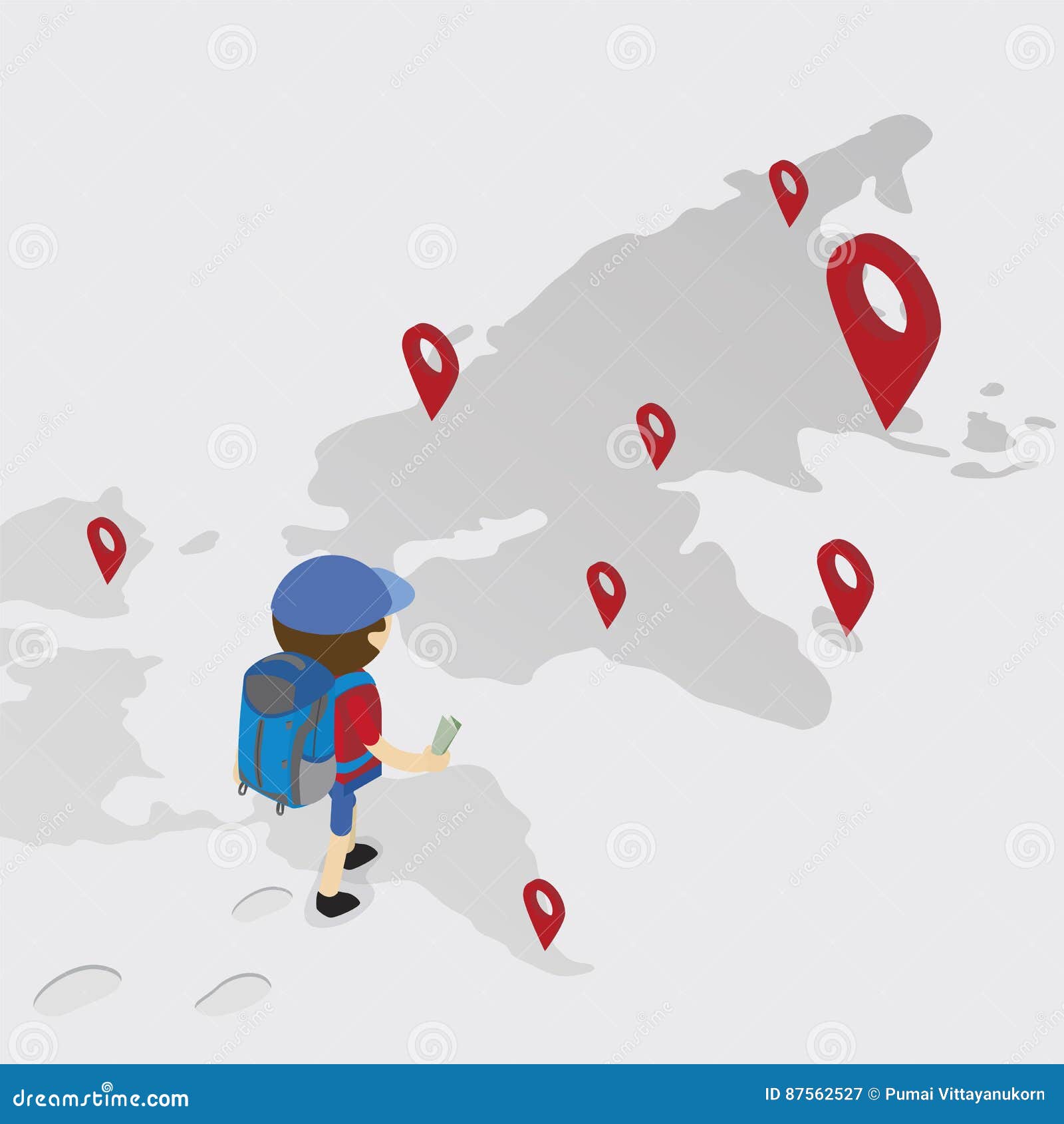 Travel Map with Guide Marker Stock Vector - Illustration of backgrounds ...