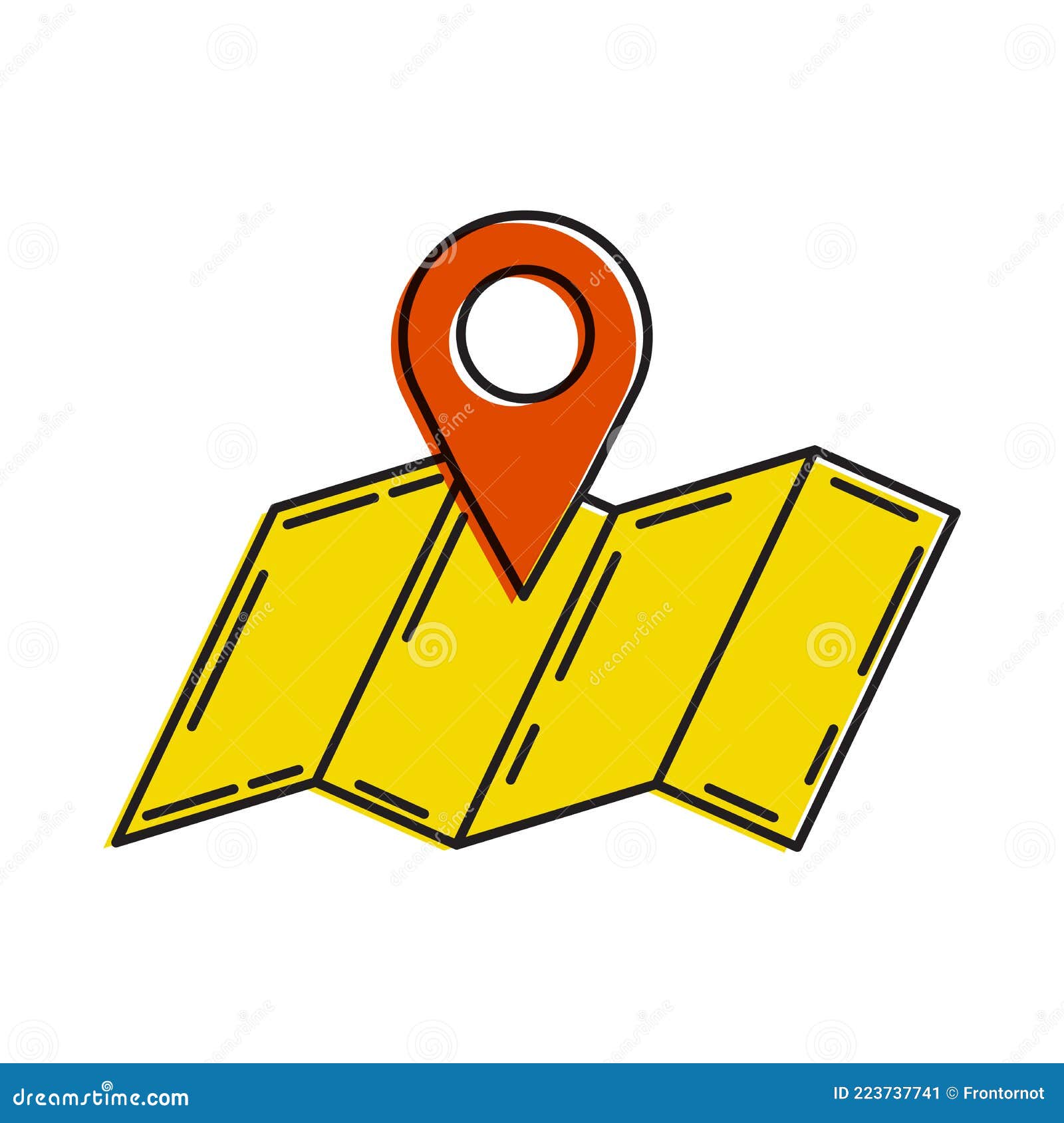 Travel Map Icon with Red Pin. Vector Illustration. Stock Vector ...