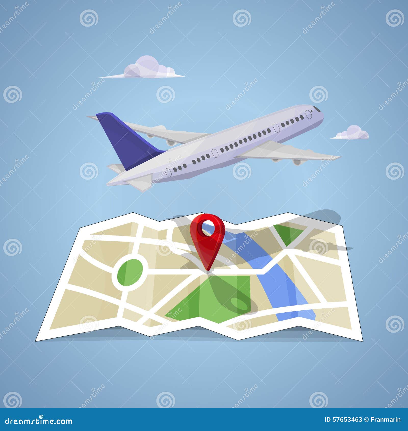 Travel on the map stock vector. Illustration of travel - 57653463