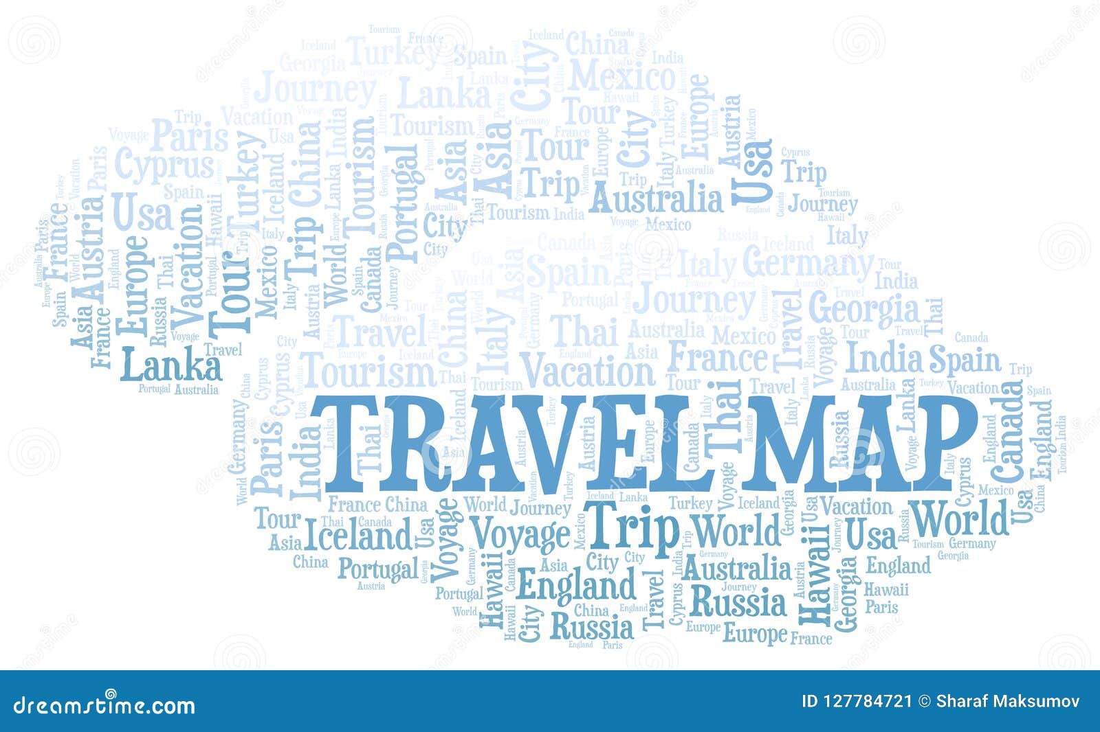 Travel Map word cloud. stock illustration. Illustration of wordcloud ...
