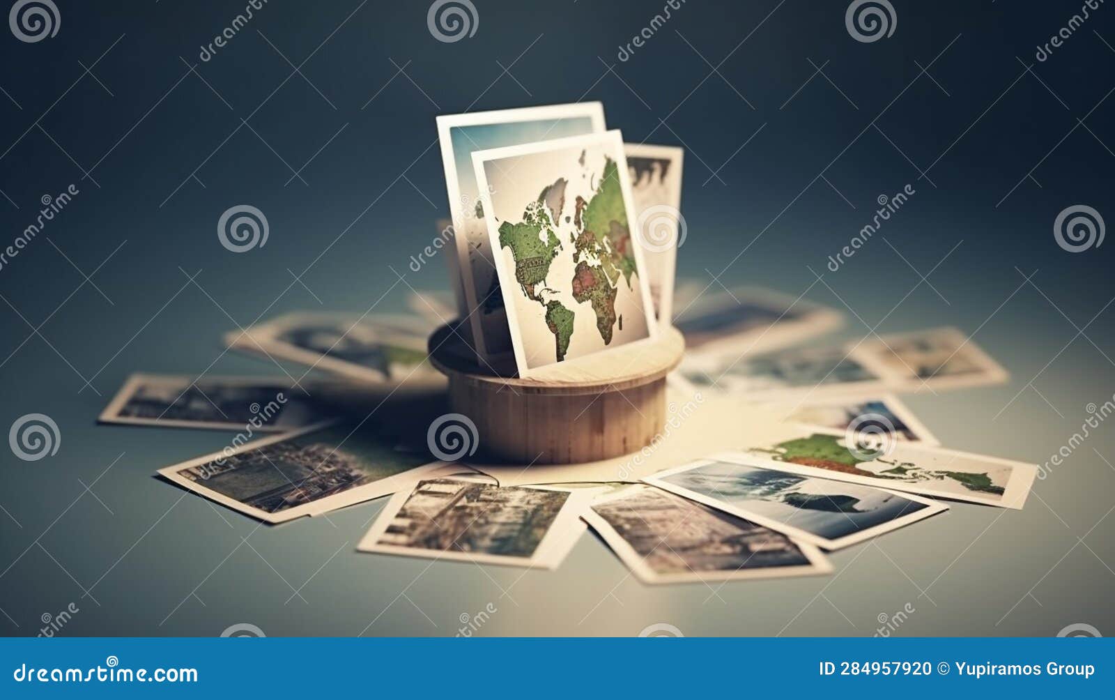 Travel Memories a Stack of Old Fashioned Polaroid Photographs on a ...