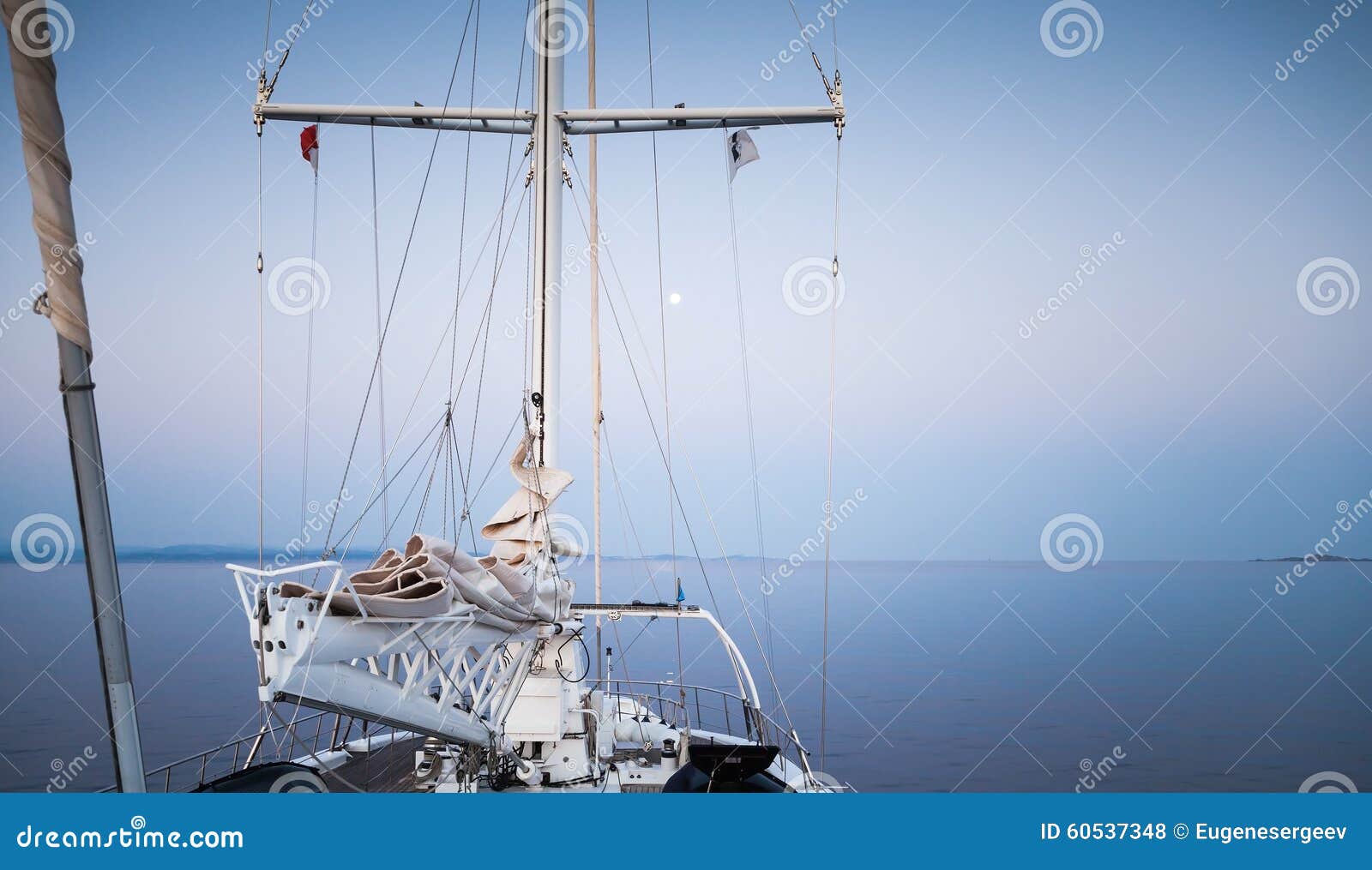 Travel on Modern Sailing Ship, View on the Bow Stock Photo - Image of ...