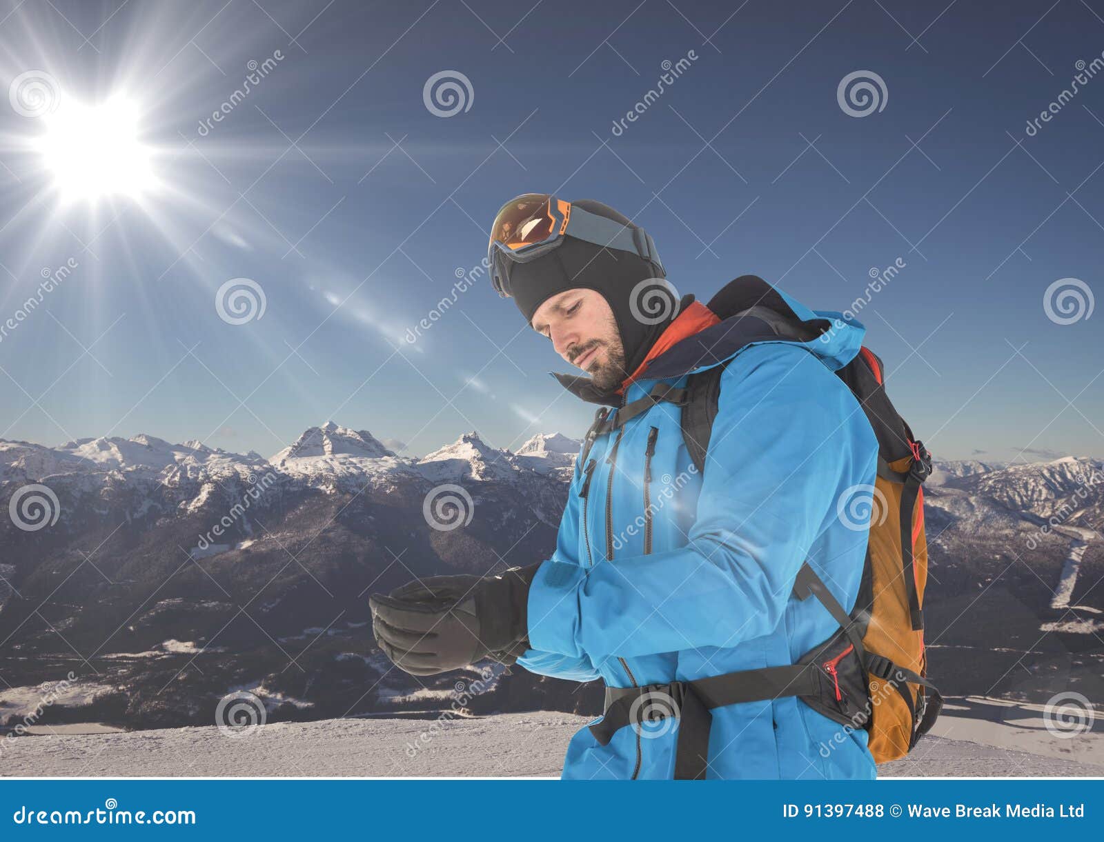 Travel Mountain. Men in the Snow Stock Photo - Image of landscape, male ...
