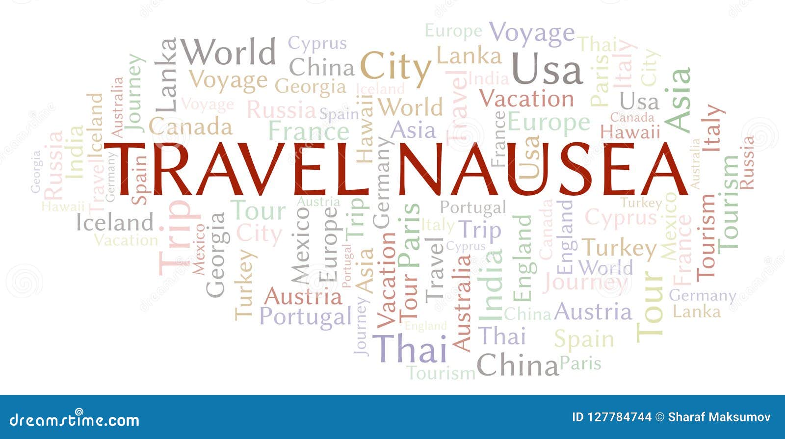 Travel Nausea word cloud. stock illustration. Illustration of tourism ...