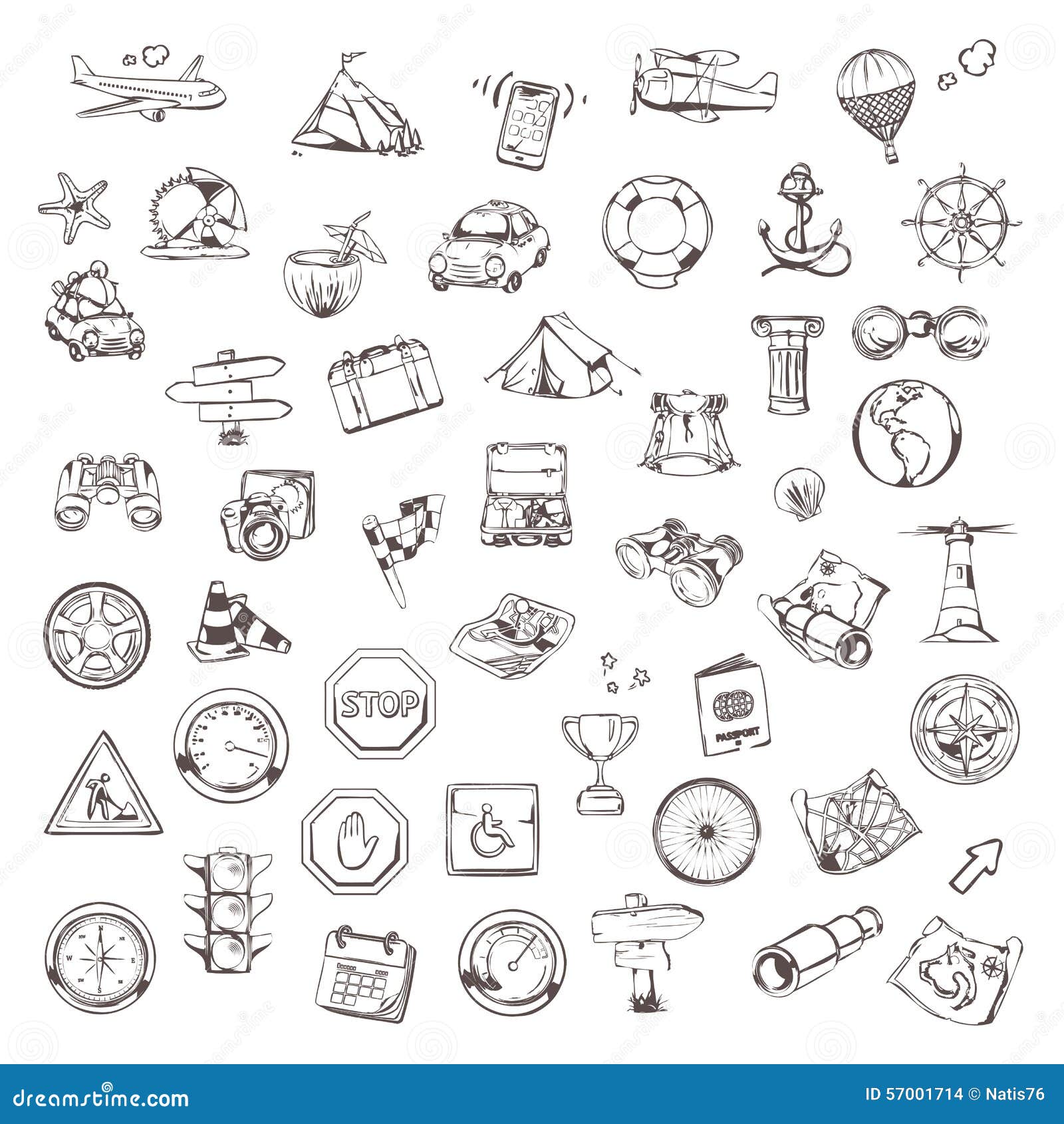 Travel and Navigation, Vector Set Stock Vector - Illustration of ...