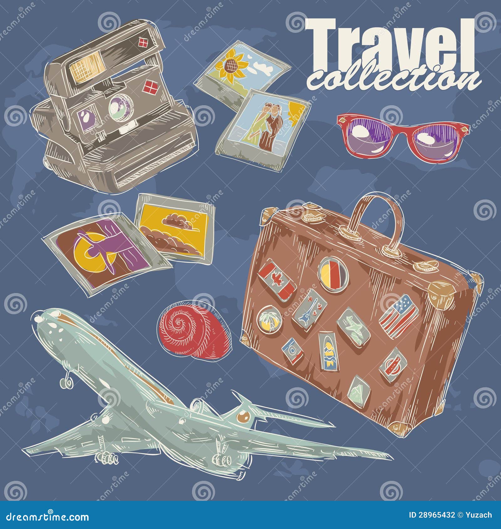 Travel Objects, Summer Vacation Beach Stuff: Coconut, Sunglasses, Ice ...