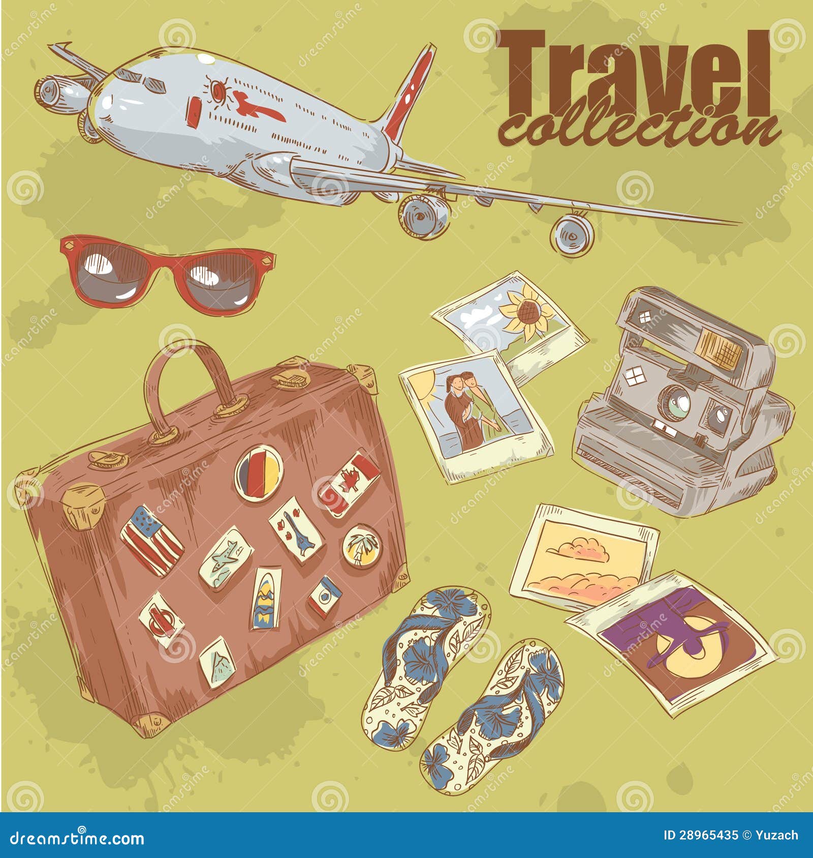 Travel objects collection stock vector. Illustration of objects - 28965435