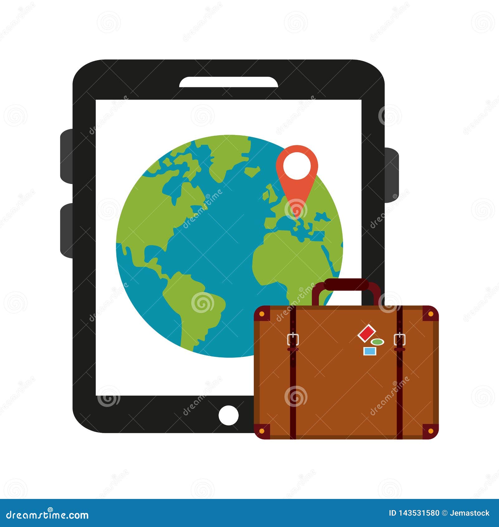Travel and Online Technology Stock Vector - Illustration of suitcase ...