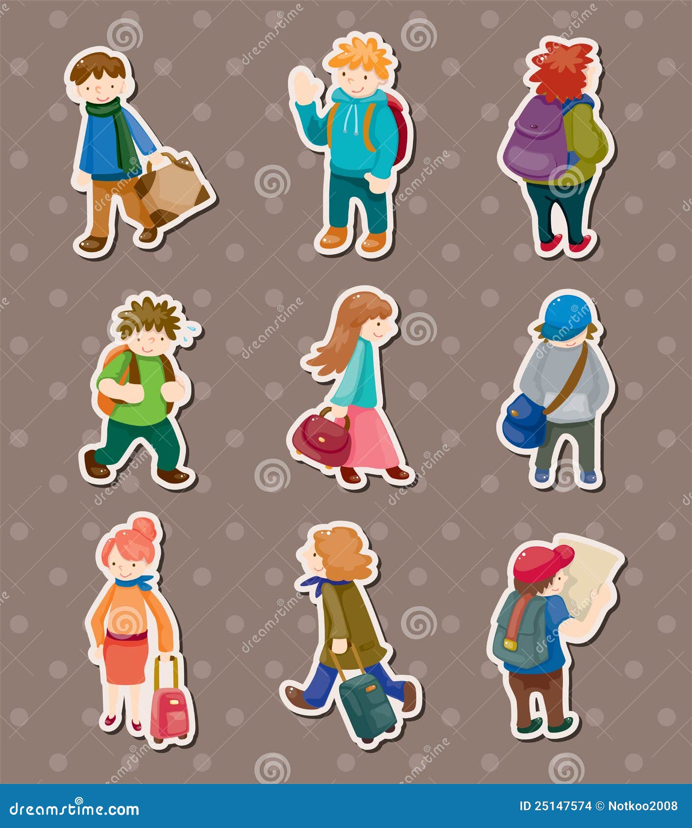 Travel people stickers stock vector. Illustration of collection - 25147574