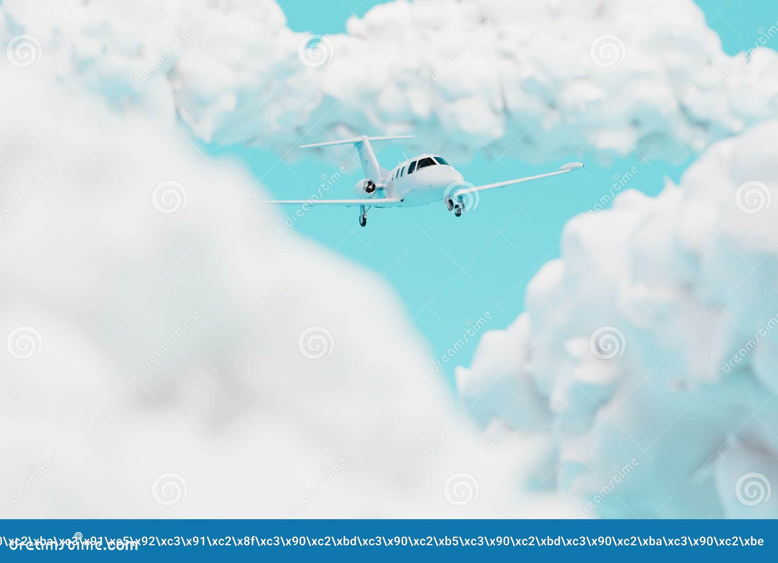 Travel by Plane. an Airplane Flying on a Blue Background among the ...
