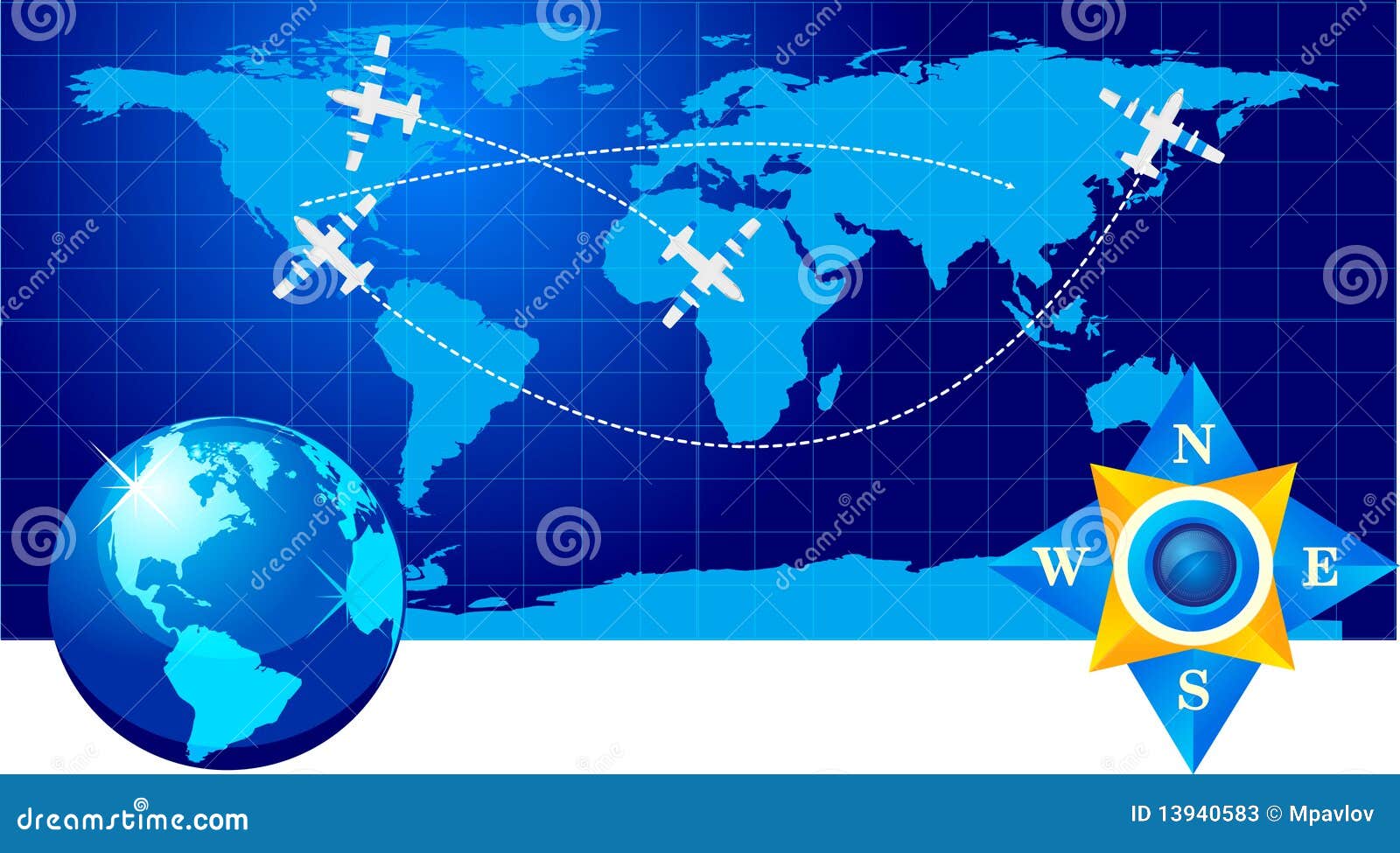 Travel plane on map stock vector. Illustration of flight - 13940583